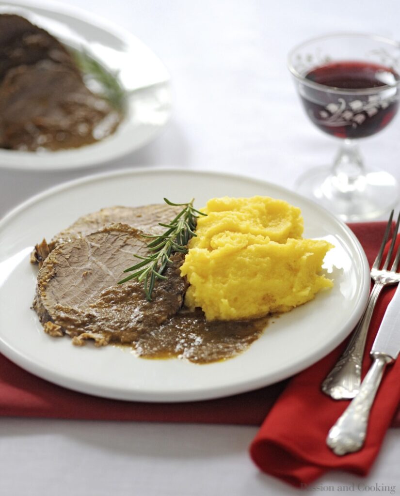Brasato al Barolo con Polenta (Braised Beef in Barolo Wine with Polenta ...