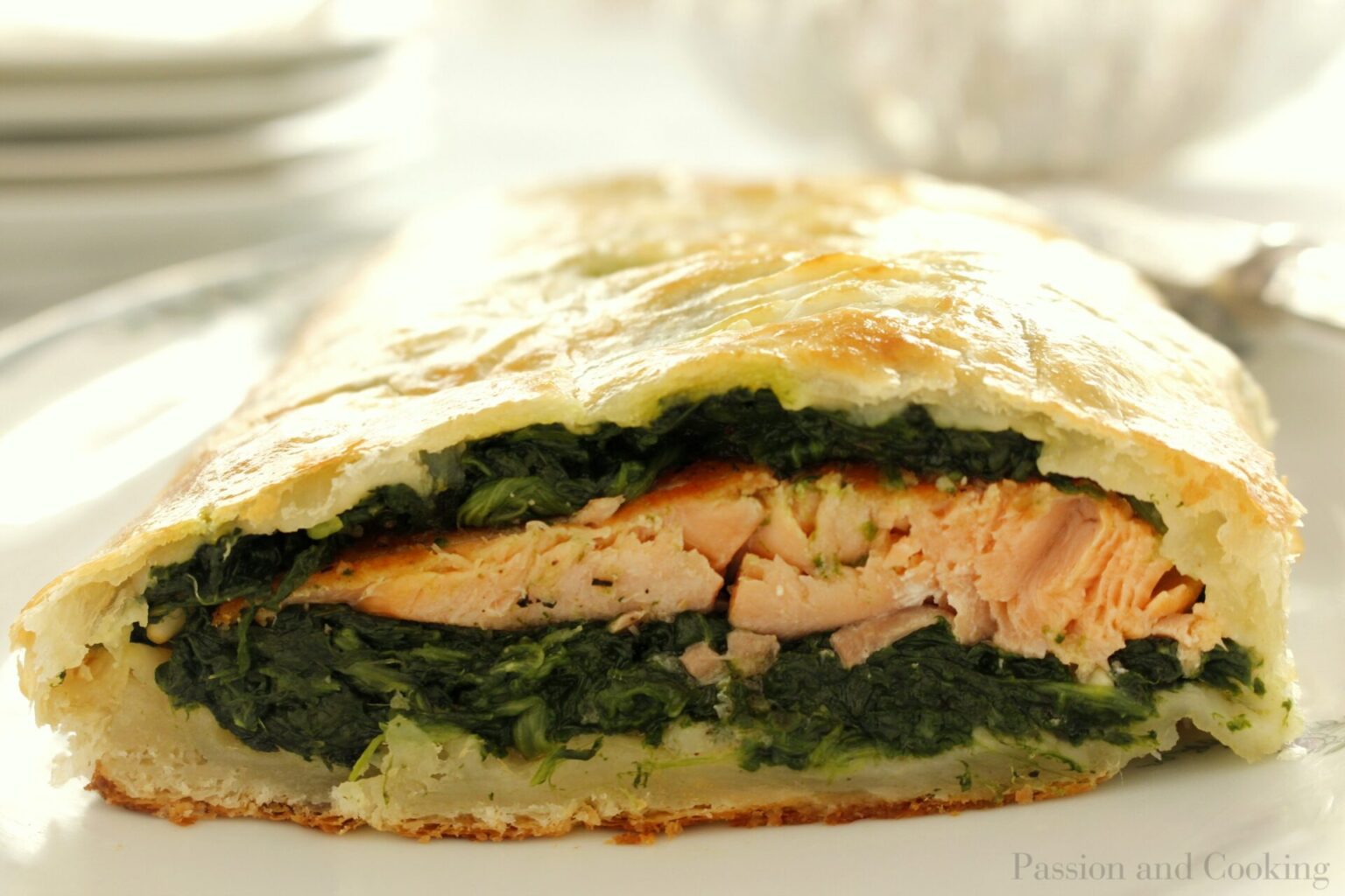 Salmon wrapped in puff pastry